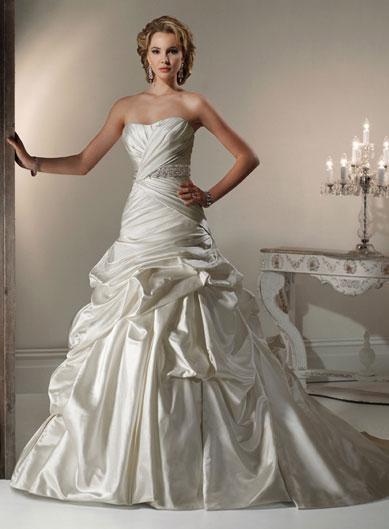 Caught Up Beaded Satin A Line Corset Wedding Dresses Prlog