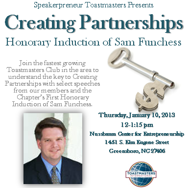 Speakerpreneur Toastmasters to host Creating Partnerships: The Honorary ...
